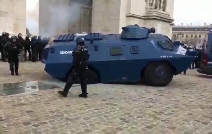 Iconic Paris tourist landmark damaged by police armored vehicle